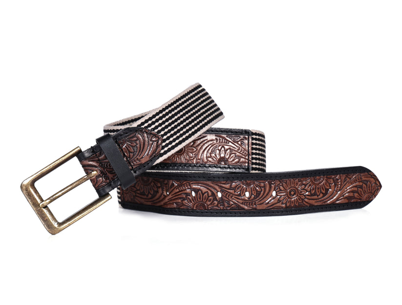 Artisan Elegance: Leather Hand-Tooled and Webbing Belt – A Perfect Ble ...